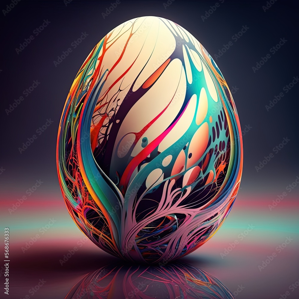 Spring concept Easter eggs iridescent color, lustrous and pearly ...