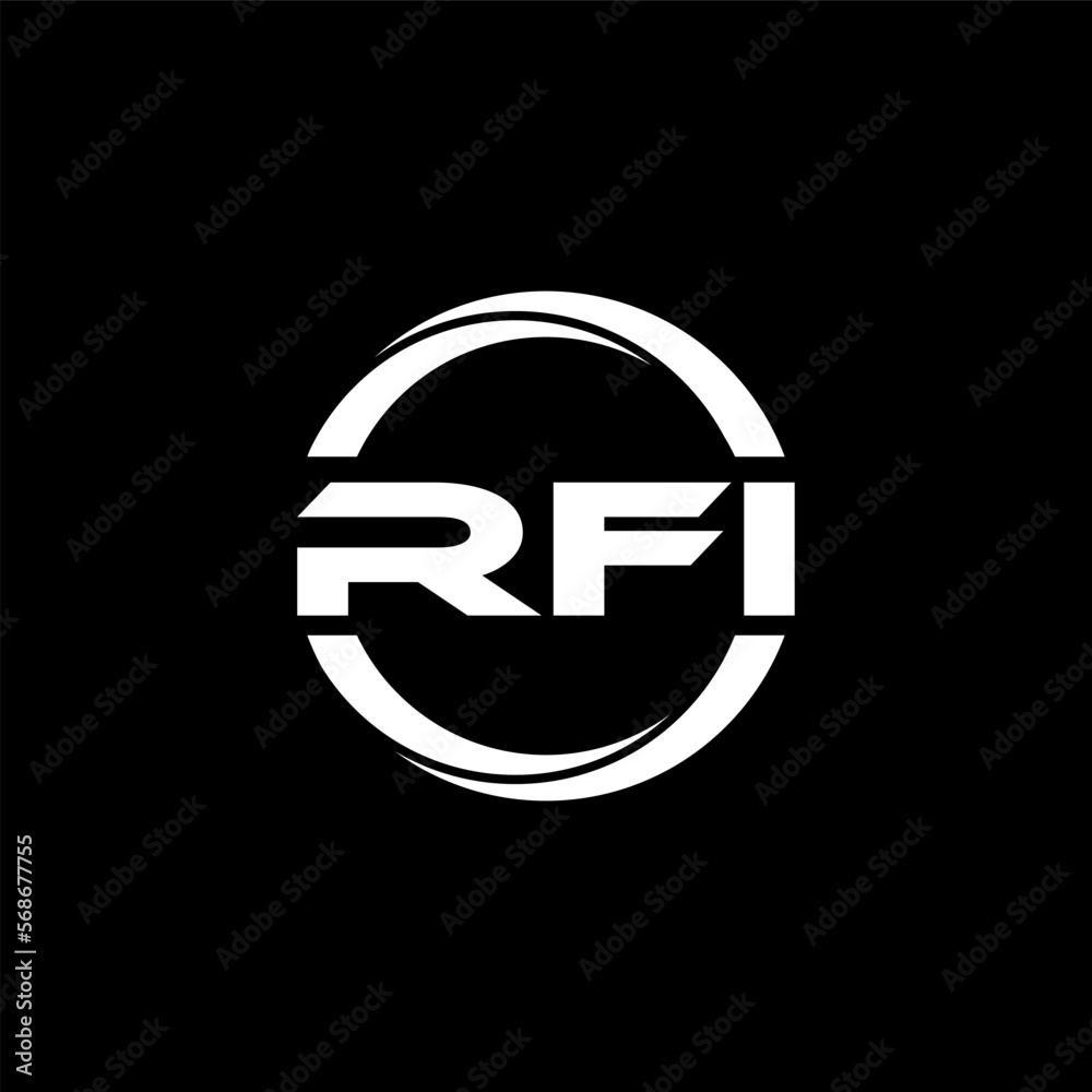 RFI letter logo design with black background in illustrator, cube logo ...