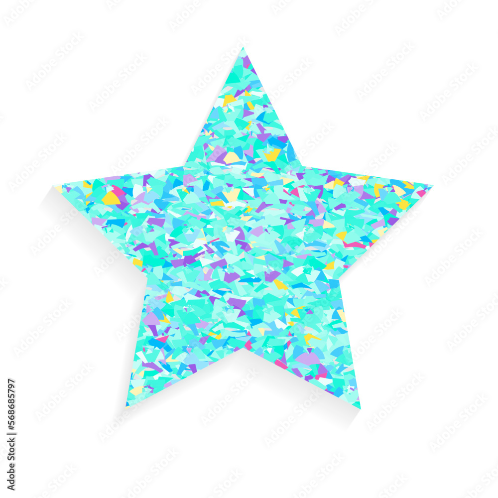 Geometric Blue Particle Star.This vector illustration features a star ...