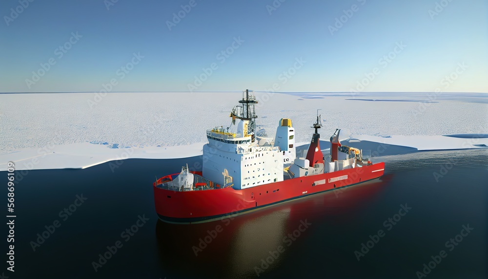 Ice breaker in the north sea. Generative art Stock Illustration | Adobe ...