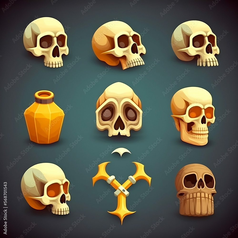 Playful Cartoon Skull Illustration Stock Illustration | Adobe Stock