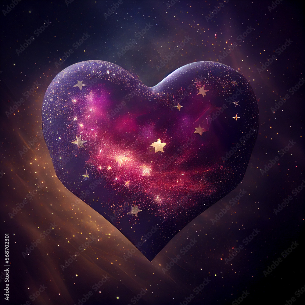 Heart-shaped constellation glows with starlight, mesmerizing vastness ...