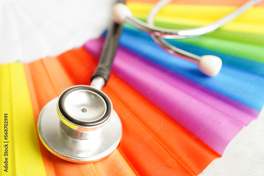 LGBT symbol, Stethoscope with rainbow ribbon, rights and gender ...