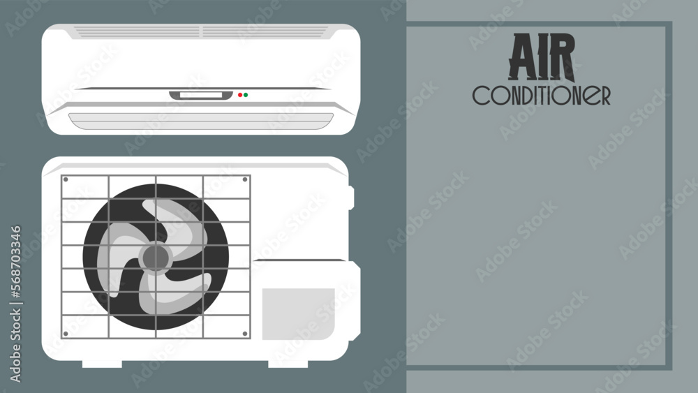 Air conditioner system. external and internal unit and remote control ...