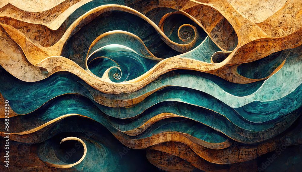 Organic waves in vintage style as wallpaper background (Generative AI ...