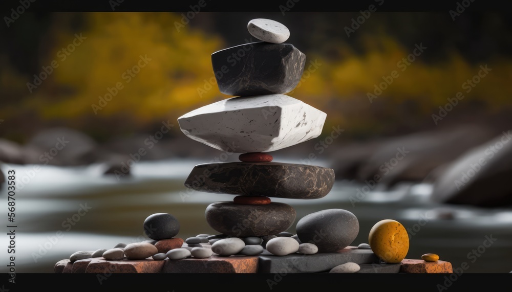 Stunning Balancing Stones in a River Landscape. Unique Display of ...