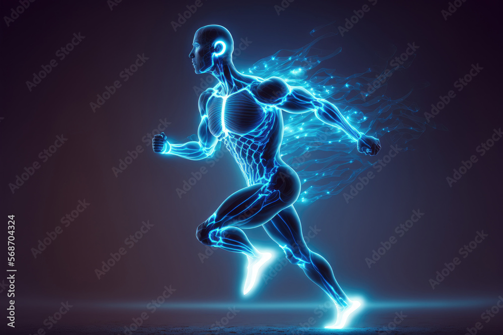 3d illustration of the inner energy of a running man Stock Illustration ...