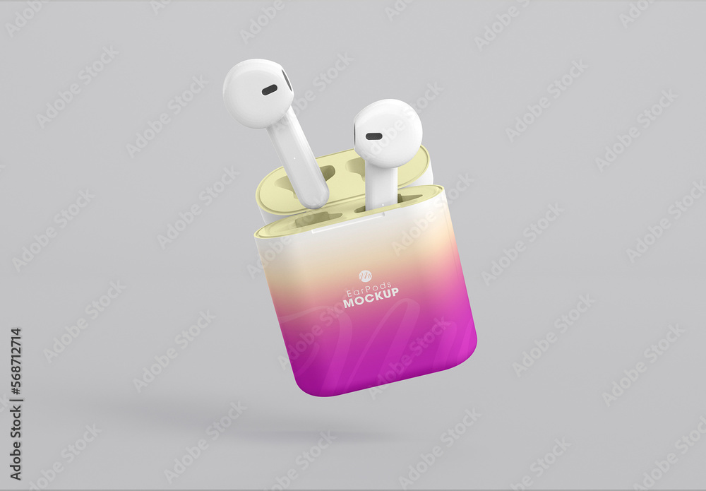 Floating Earpods with Box Stock Template | Adobe Stock