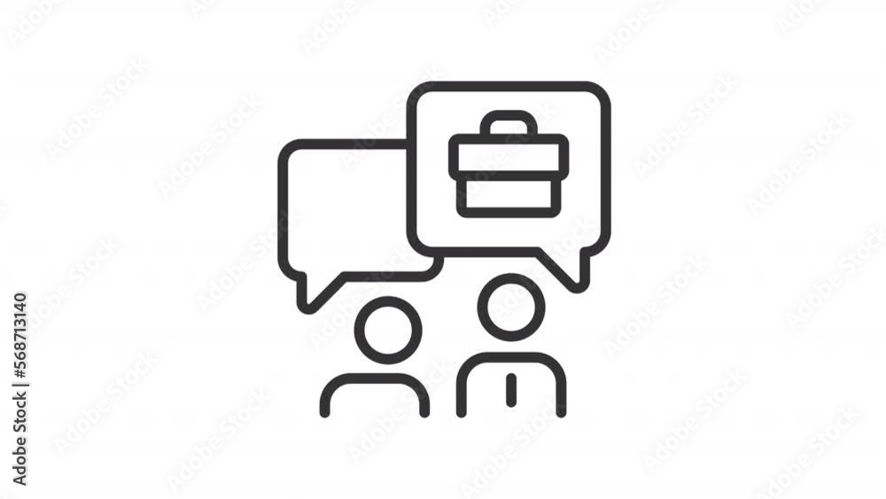 Animated business talk linear icon. Work conversation. Job interview ...