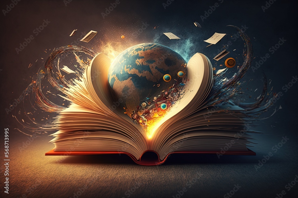 World Book and copyright Day abstract. Open book Concept. illustration ...