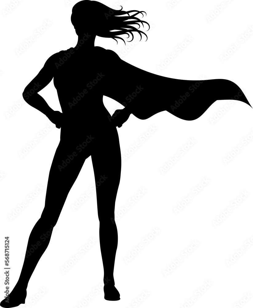 Super Hero Silhouette Superhero Cape Woman Stock Illustration | Adobe Stock