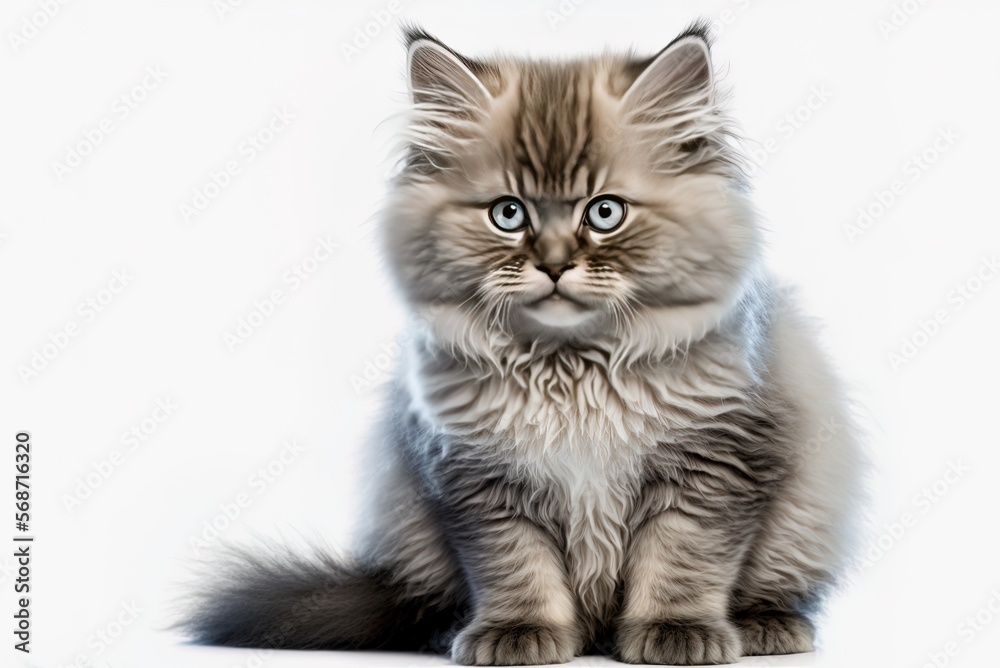 Cats sitting cross-legged on a white backdrop Generative AI Stock ...
