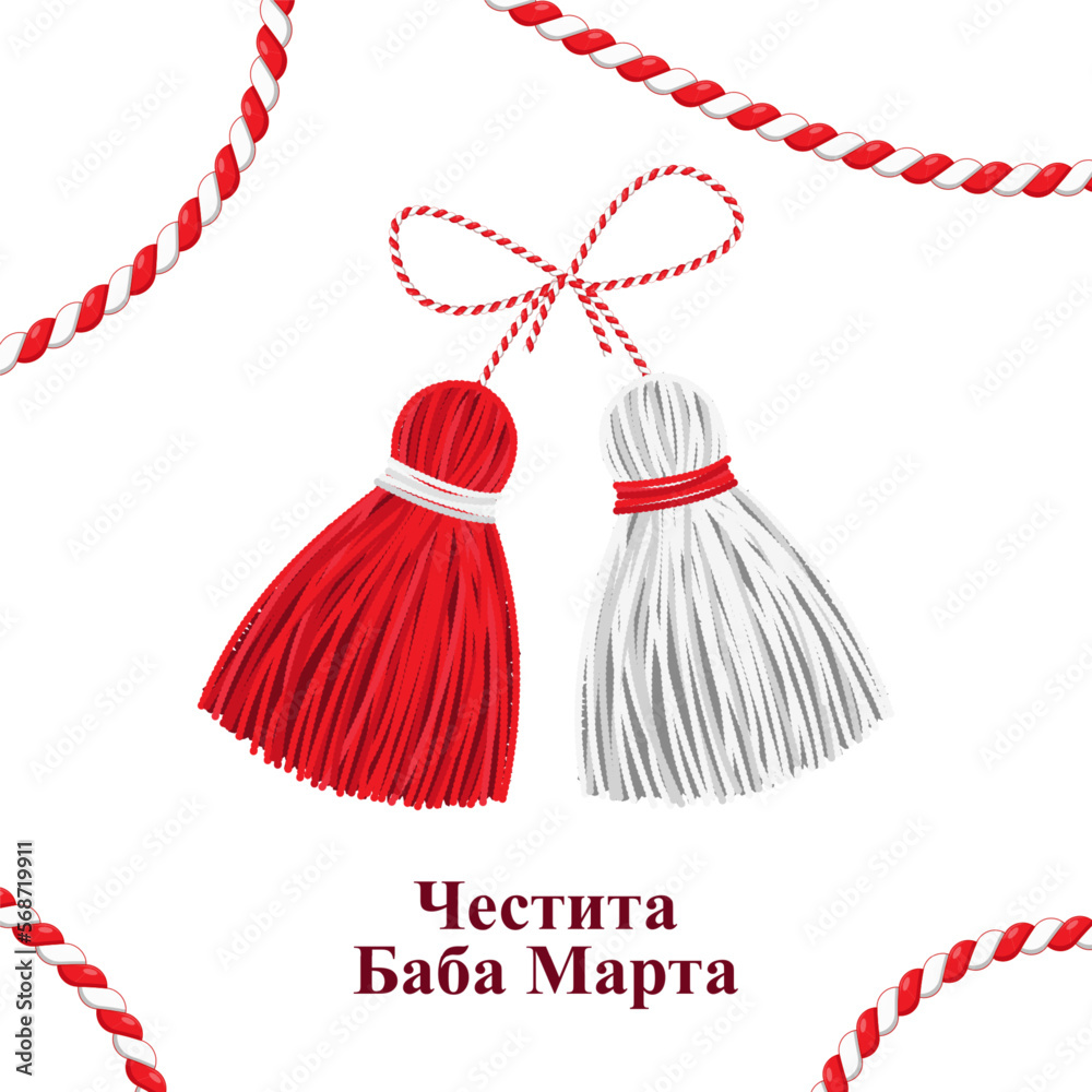 Vector illustration of Baba Marta Day wishes greeting Stock Vector ...
