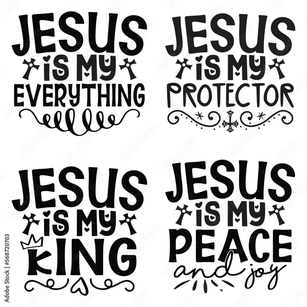 Jesus Christian SVG And T-shirt Design Bundle, Jesus Christian SVG ...