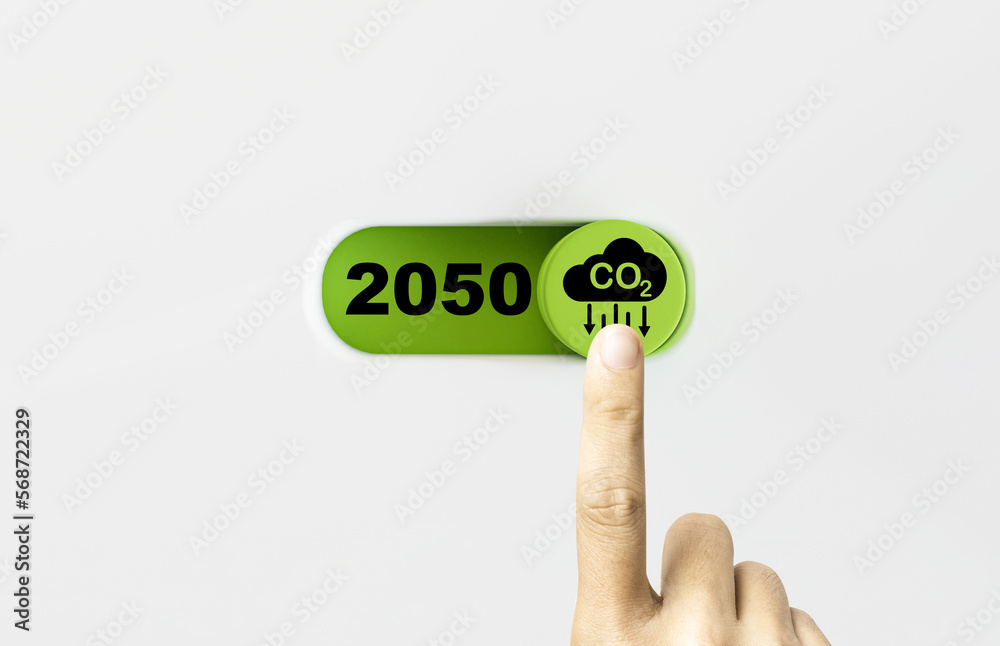 Hand touch to on and off green toggle switch button with CO2 reducing ...