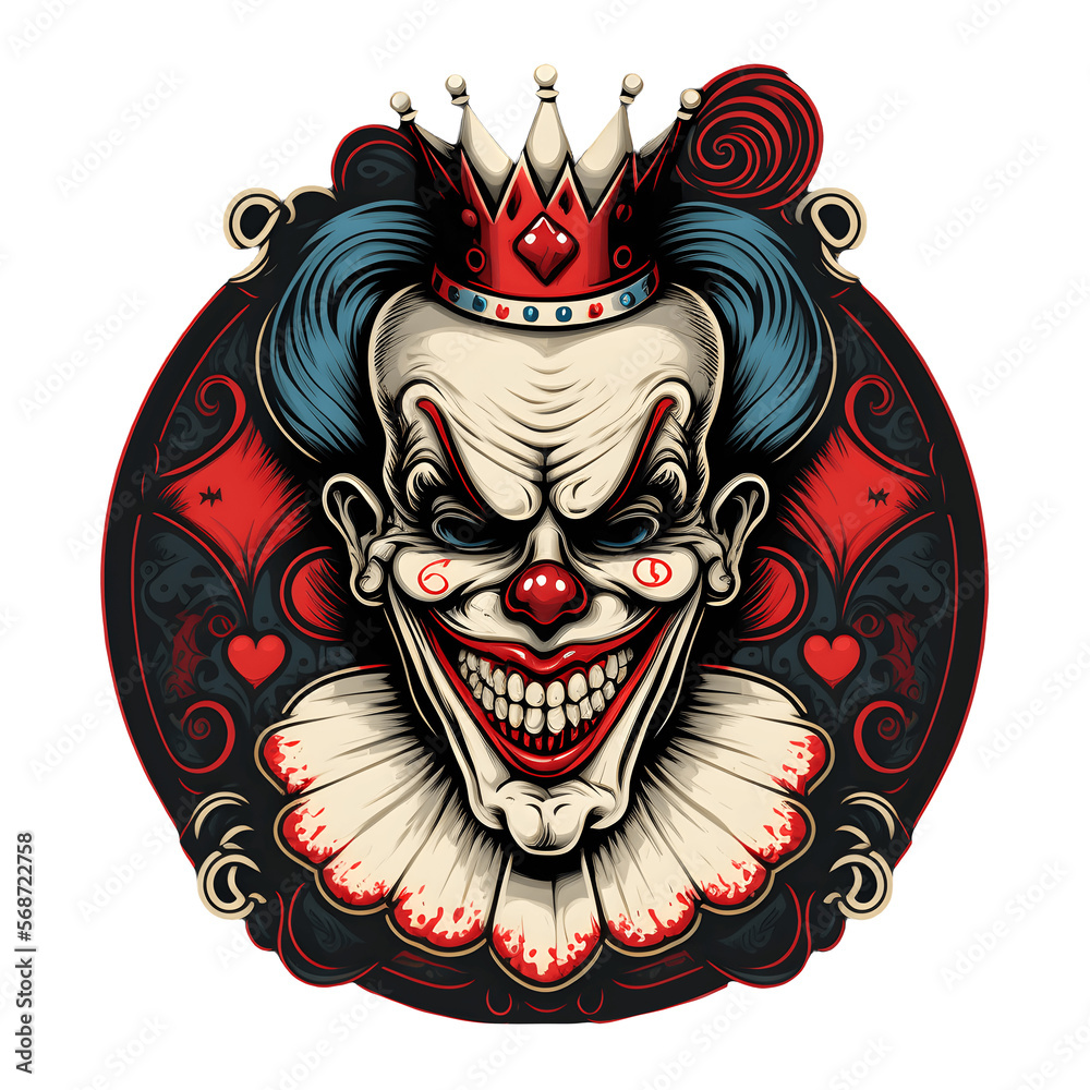 ภาพประกอบสต็อก Clown Card Comic Graphics Clown King King Clown Scary