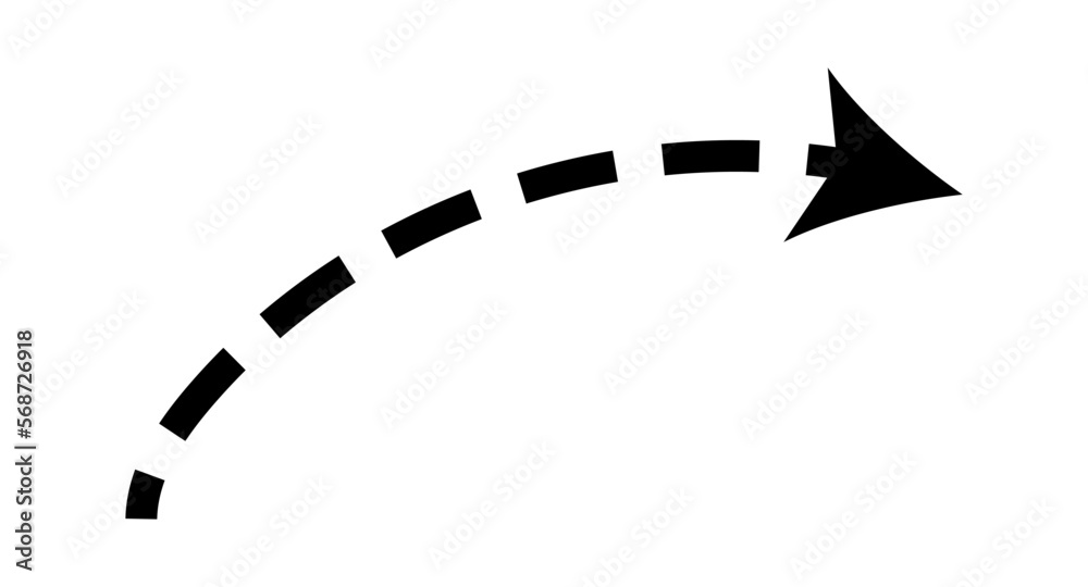 Dashed arrow set. Vector doodle dot line. Thin pointer arrows Stock ...