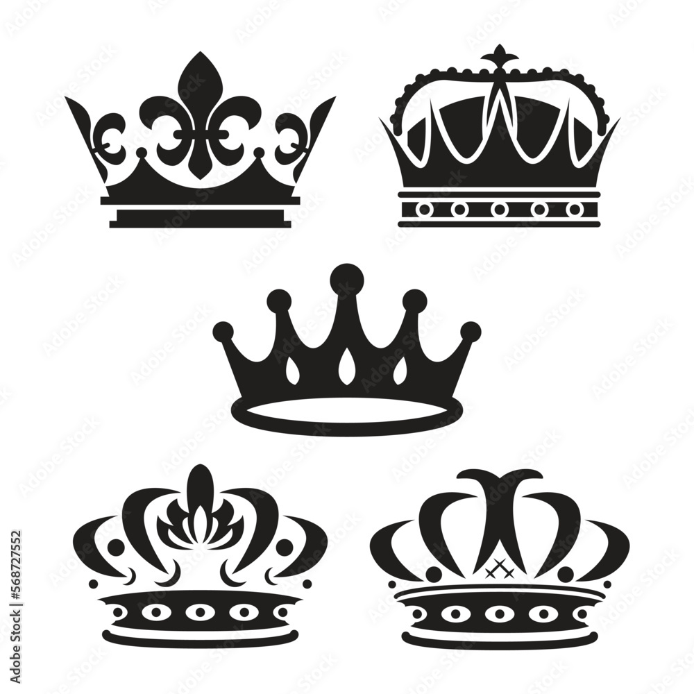 king crown silhouette symbol set Stock Vector | Adobe Stock