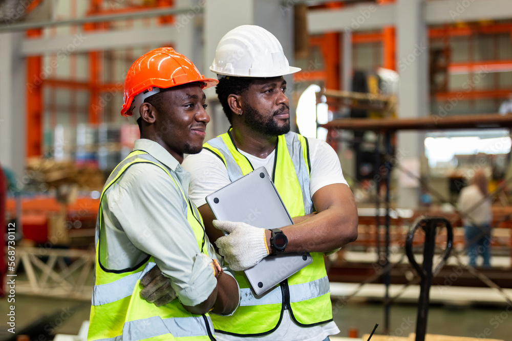 Happy American Factory Workers