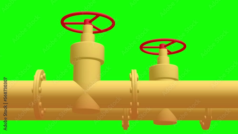 Red valve on the main gas pipeline. Industrial faucet for water, oil ...