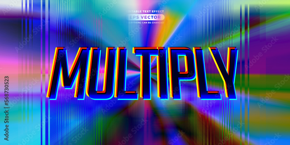 Retro text effect multiply futuristic editable 80s classic style with ...