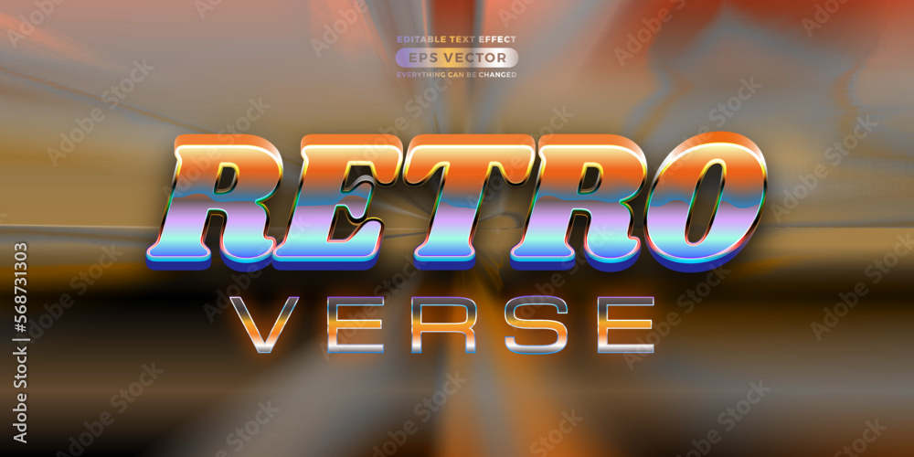 Retro text effect retro verse futuristic editable 80s classic style ...