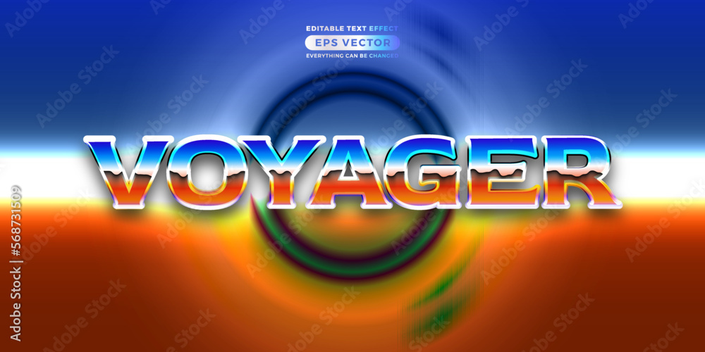 Retro text effect voyager futuristic editable 80s classic style with ...