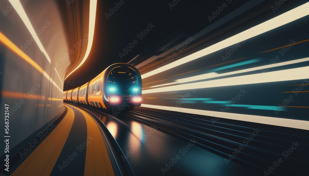 High speed train with motion blur effect. generative ai Stock ...