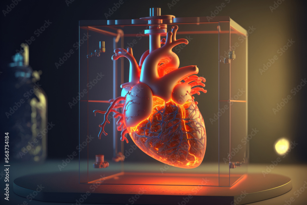 3d illustration of a 3d printed heart Stock Illustration | Adobe Stock