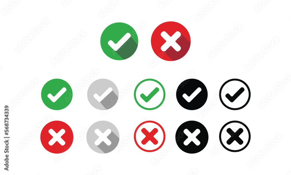 Tick and cross vector set. Modern vector icon set design template Stock ...