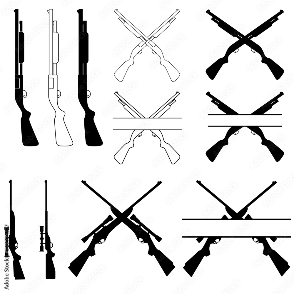 Shotgun icon vector set. Rifle illustration sign collection. weapon ...