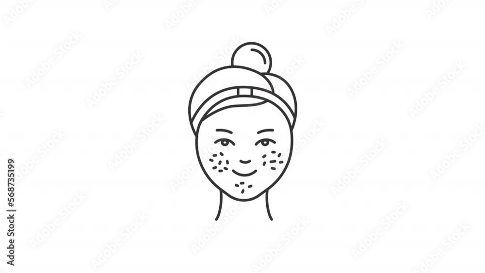 Animated clean skin linear icon. Beauty procedure. Cleansing mask for ...