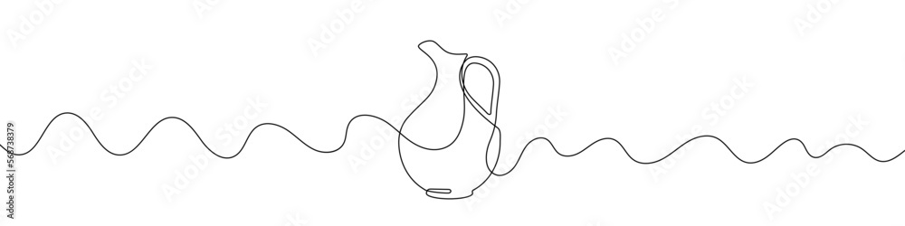 Continuous line drawing of water jug. Line art of jug. One line drawing ...