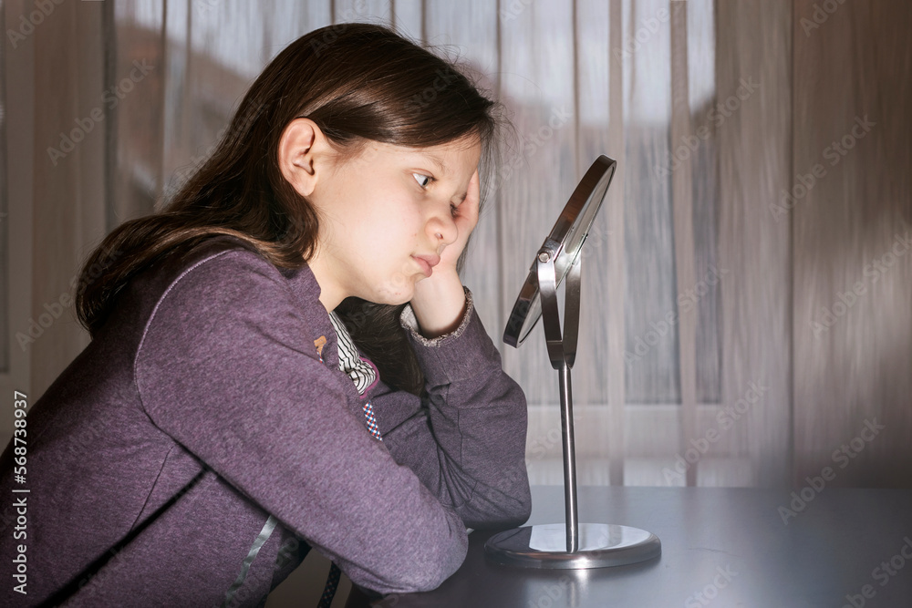 Unhappy Stressed Young Teen Girl Dissatisfied with her Appearance ...