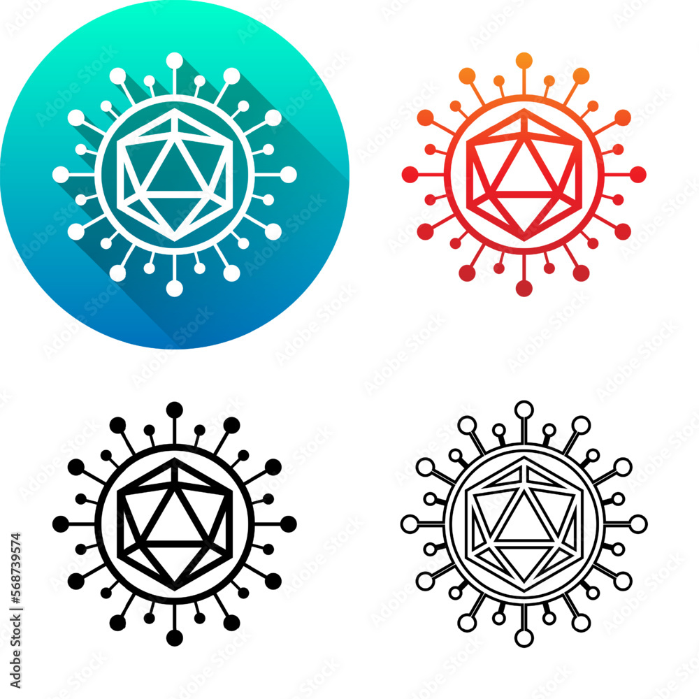 Virus Icosahedral Nucleus Science Icon, Set of Flat Diagonal Shadow ...