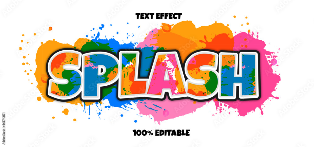 splash editable vector text effect Stock Vector | Adobe Stock