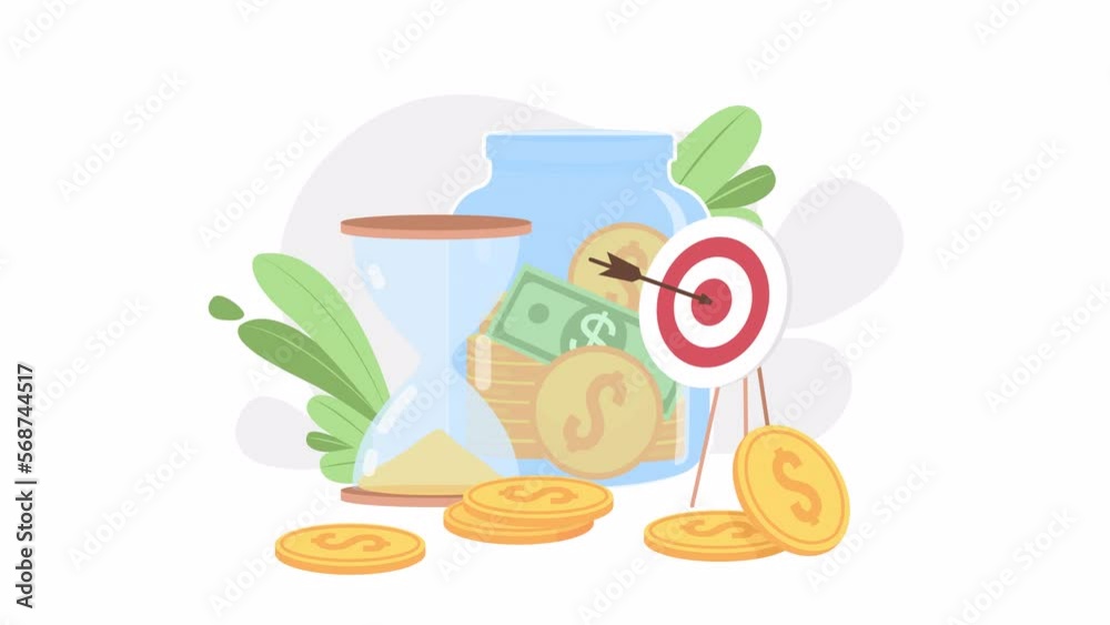 Animated short term investment. Growing money. Savings account. 4K ...