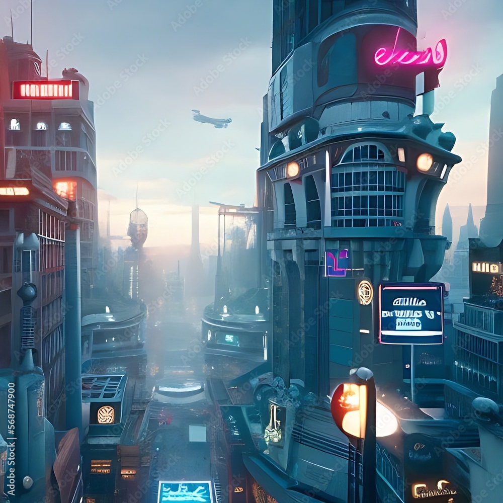 traffic in the city beautiful highly detailed futuristic hyper ...