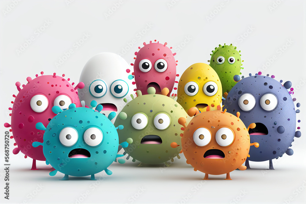 cartoon germs and viruses on white background Stock Illustration ...