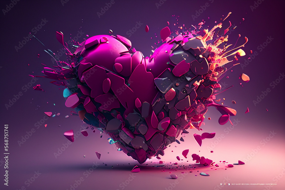 broken heart, pantone color, symbol of love Stock Illustration | Adobe ...