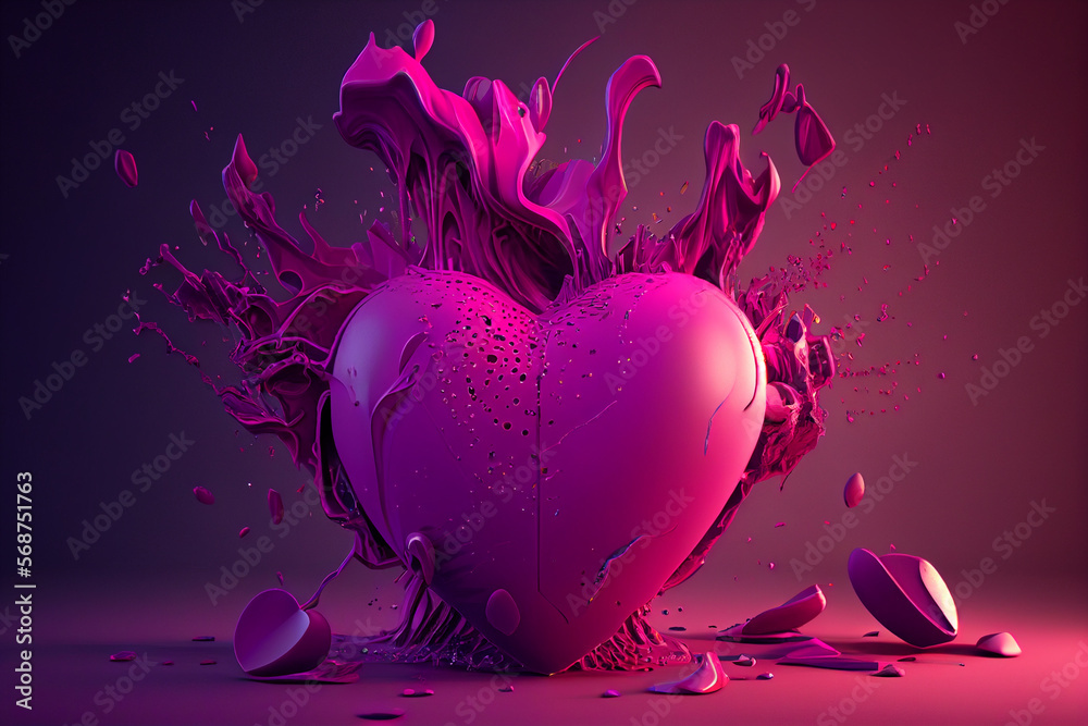 broken heart, pantone color, symbol of love Stock Illustration | Adobe ...
