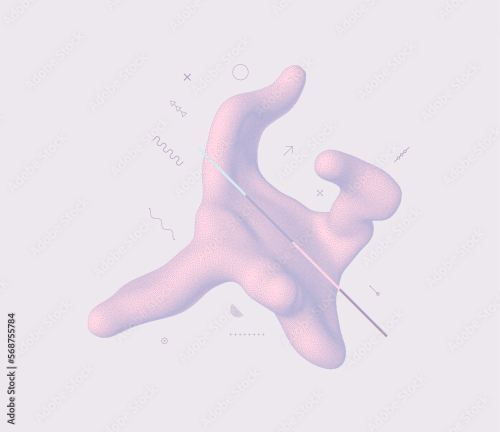 Vetor de Abstract three-dimensional composition in dotwork style ...