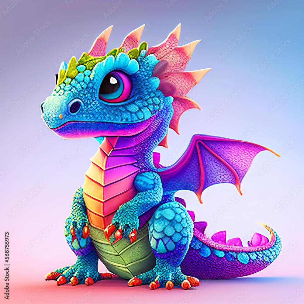 Adorable and cute dragon lizard Illustation, children-friendly cartoon ...