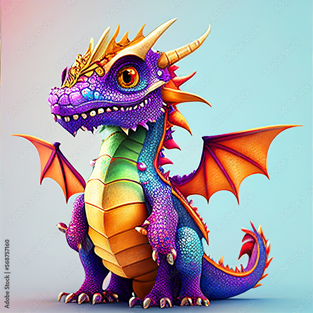 Adorable and cute dragon lizard Illustation, children-friendly cartoon ...