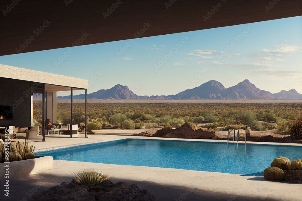 A high definition view of a desert landscaped backyard in Mesa Arizona ...
