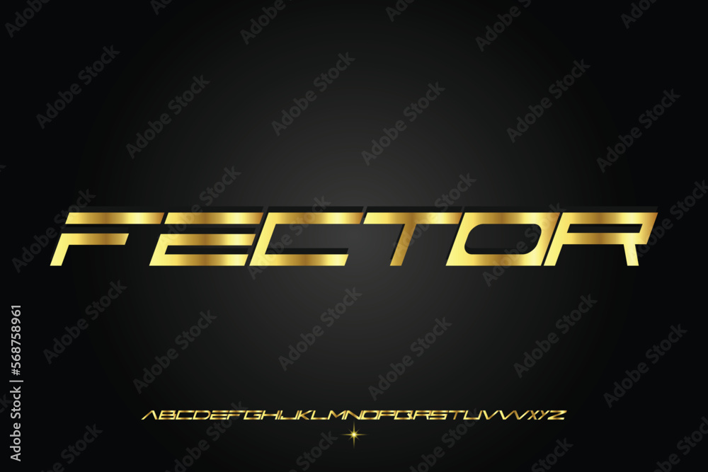 Fector elegant golden alphabet letters font set. Classic Custom gold ...
