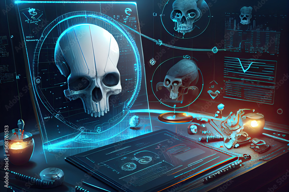 Cybersecurity Concept - Generative AI illustration Stock Illustration ...