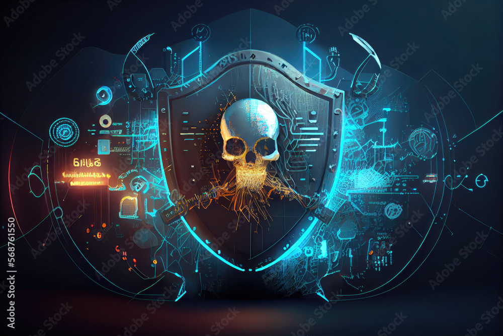 Cybersecurity Concept - Generative AI illustration Stock Illustration ...