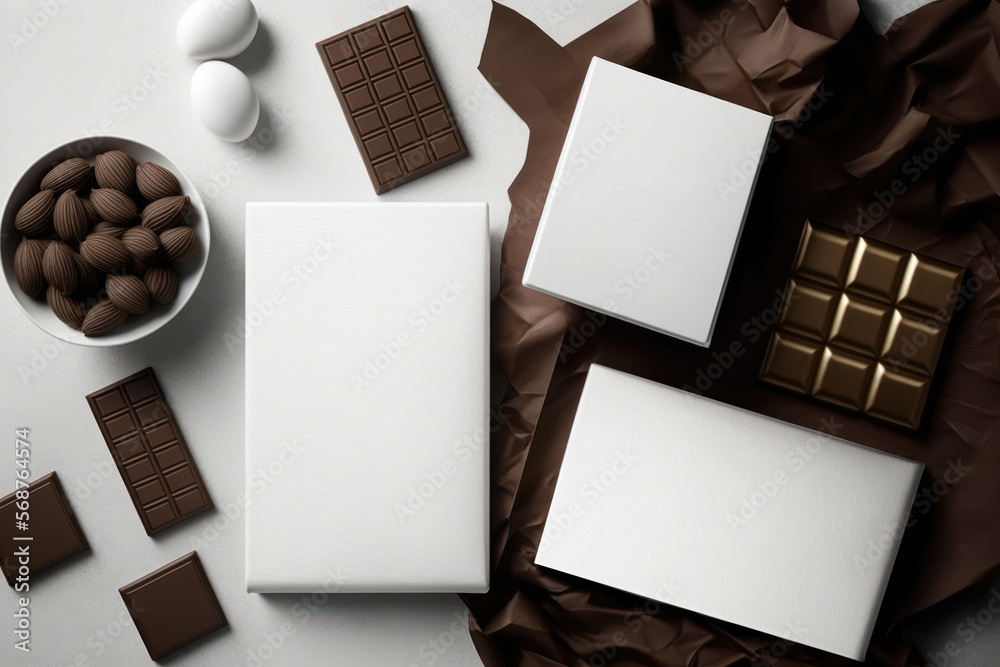 Illustration of a mockup scene with chocolate and branding elements. AI ...