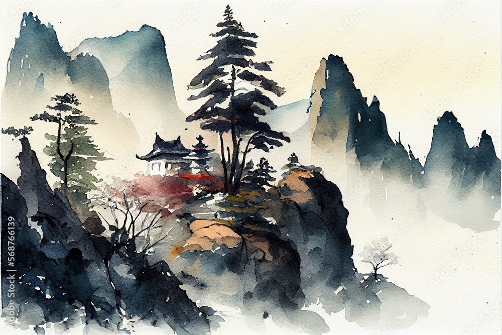 Japanese Mountain Painting
